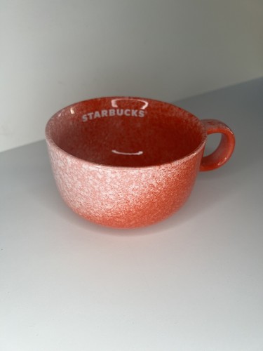Starbucks Orange and White Speckled Large Bowl Mug Coral Red Winter 16 ...