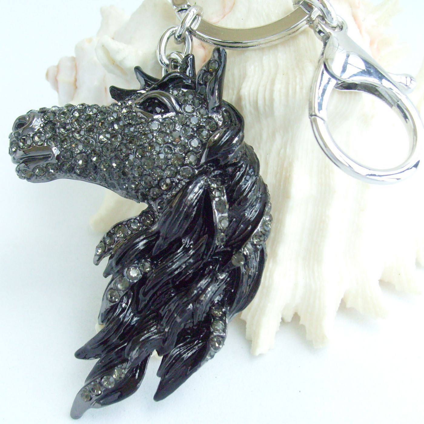 2.76" Unique Animal Horse Keychain Pendant Rhinestone Crystal KP06535 ...