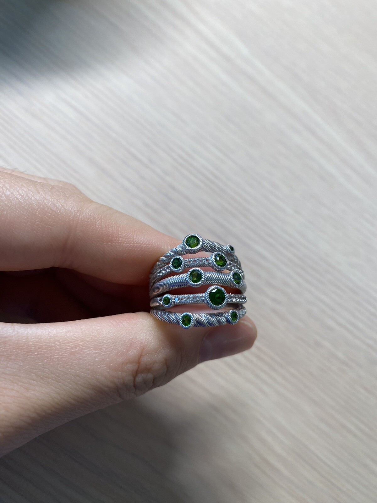 Judith Ripka Multiband Green CZ Sterling Silver Ring … - Gem