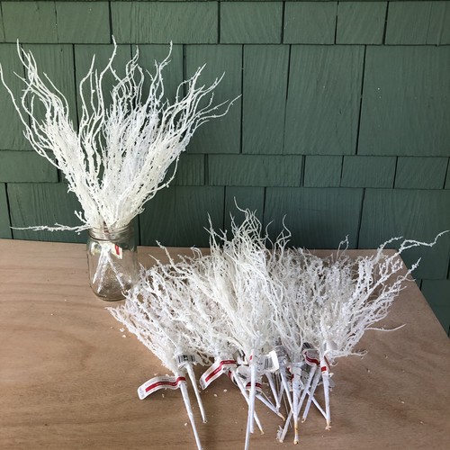 Huge Lot of 20 White Floral Picks Snow 15" Wavy Seaweed Christmas ...