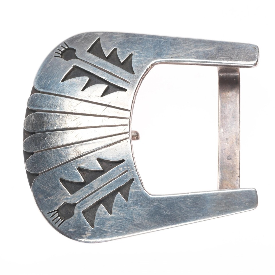 1950's Richard Kagenvema Hopi guild 1" ranger belt buckle/tip sterling ...