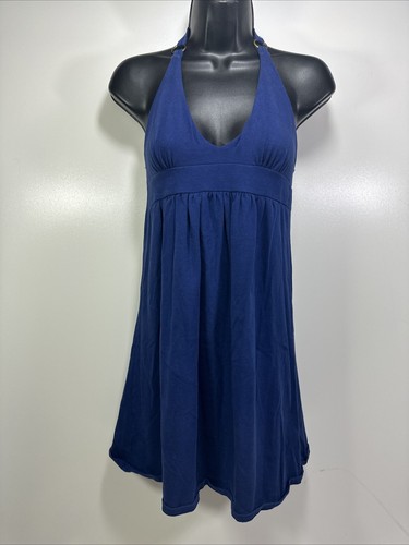 Moda International Dress Sz S Navy Blue Cotton V-Neck Empire Waist ...
