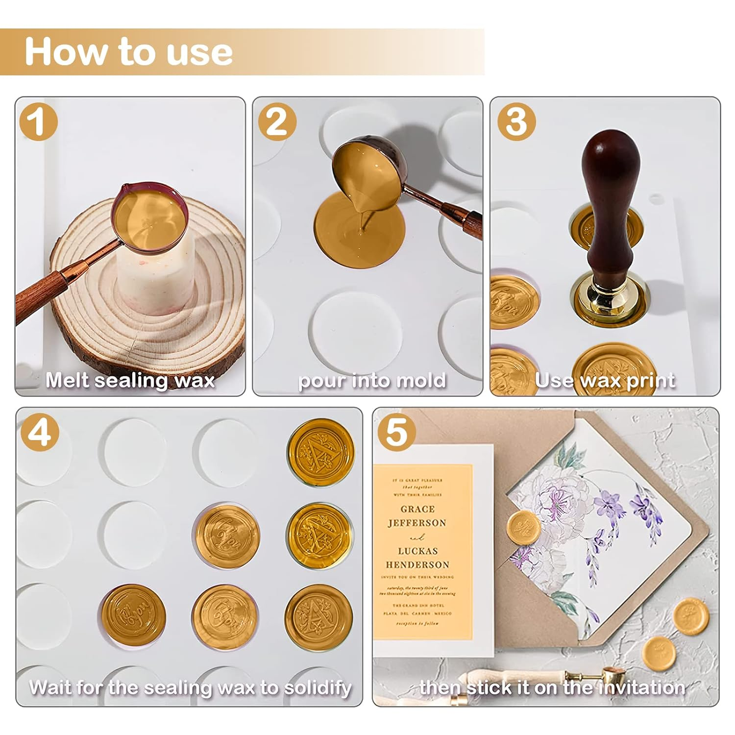 Silicone Wax Seal Mat, Pad for Wax Seal Stamp, 24-Cavity Wax Sealing ...