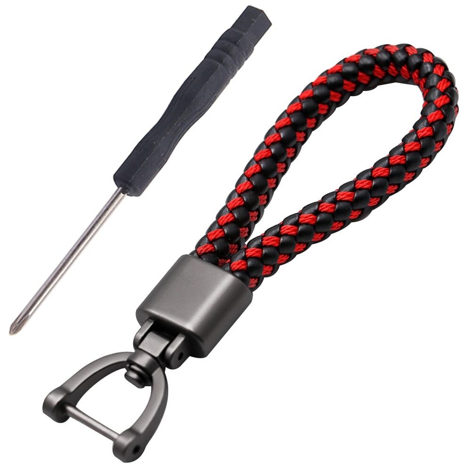Car Keychain Key Chain Key Ring Key Fob Leather Rope Strap Weave+ ...