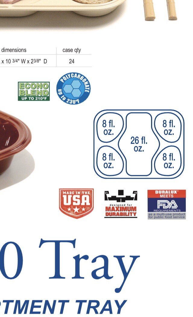 24 ~ Prison Jail Cafeteria Divided Food Trays DURALUX T-200 ~ Design ...