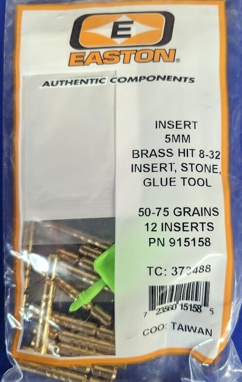 12- Easton HIT 5mm Axis/Full Metal Jacket Brass Arrow Insert Kit! 50-75 ...