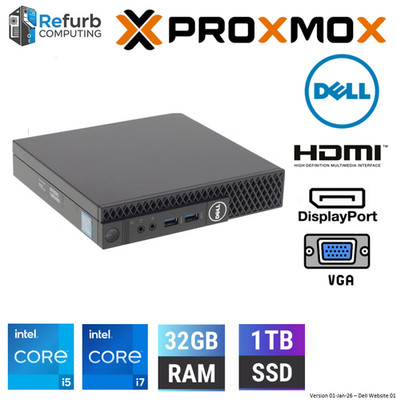 Proxmox Nodes- Dell Mini PC Tiny Desktop up to i7 9th Gen 32GB RAM 1 ...