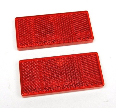 RED REFLECTORS SELF ADHESIVE RECTANGULAR 70 x 30 mm E-APPROVED PAIR SET ...