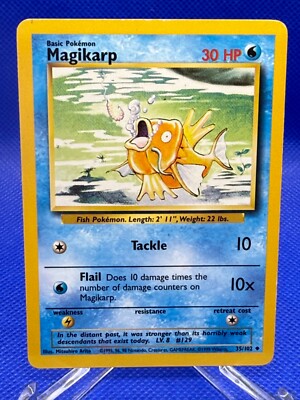 1999 WOTC 35/102 - Unlimited Uncommon MAGIKARP Base Set POKEMON CARD ...