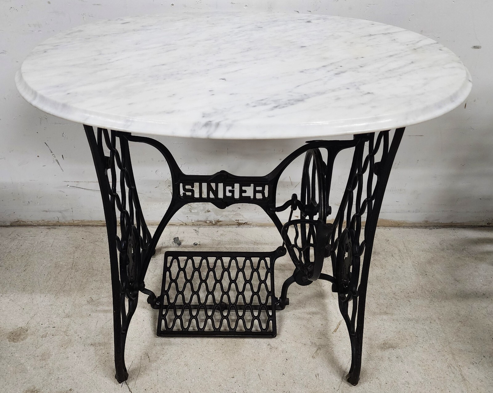 Antique Singer Iron Table Carrara Marble Top | eBay