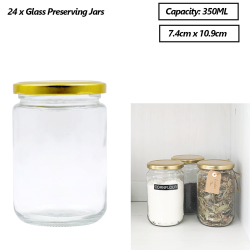 24 x Glass Conserve Jars Screw Top Food Lolly Jam Storage Preserving ...