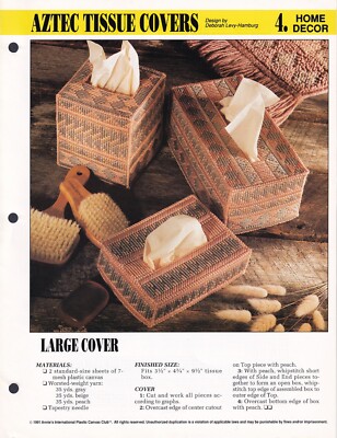 Aztec Tissue Box Covers 3 Sizes Annie's Plastic Canvas PATTERN Club | eBay
