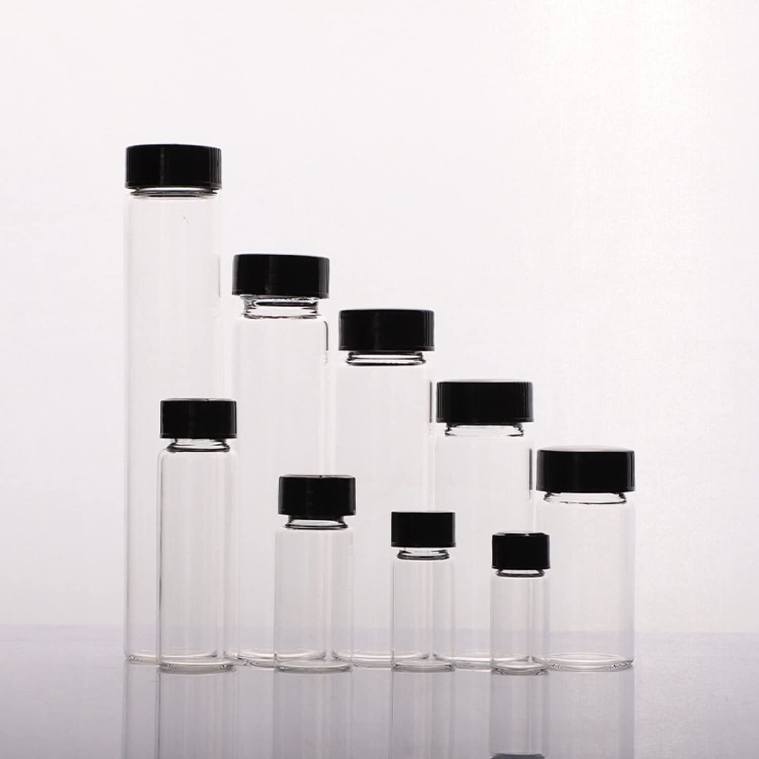 Pack of 100 Glass Vials with Black Phenolic Screw Caps (5ml, Clear) | eBay