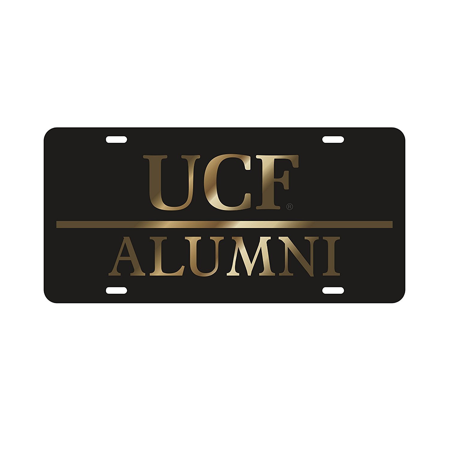 UCF UNIVERSITY OF CENTRAL FLORIDA Black ALUMNI Mirrored License Plate ...