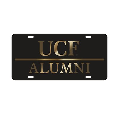 UCF UNIVERSITY OF CENTRAL FLORIDA Black ALUMNI Mirrored License Plate ...