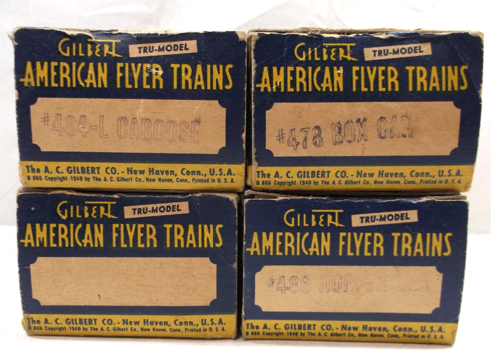 (4) O gauge American Flyer train car boxes (lot 9202) | eBay