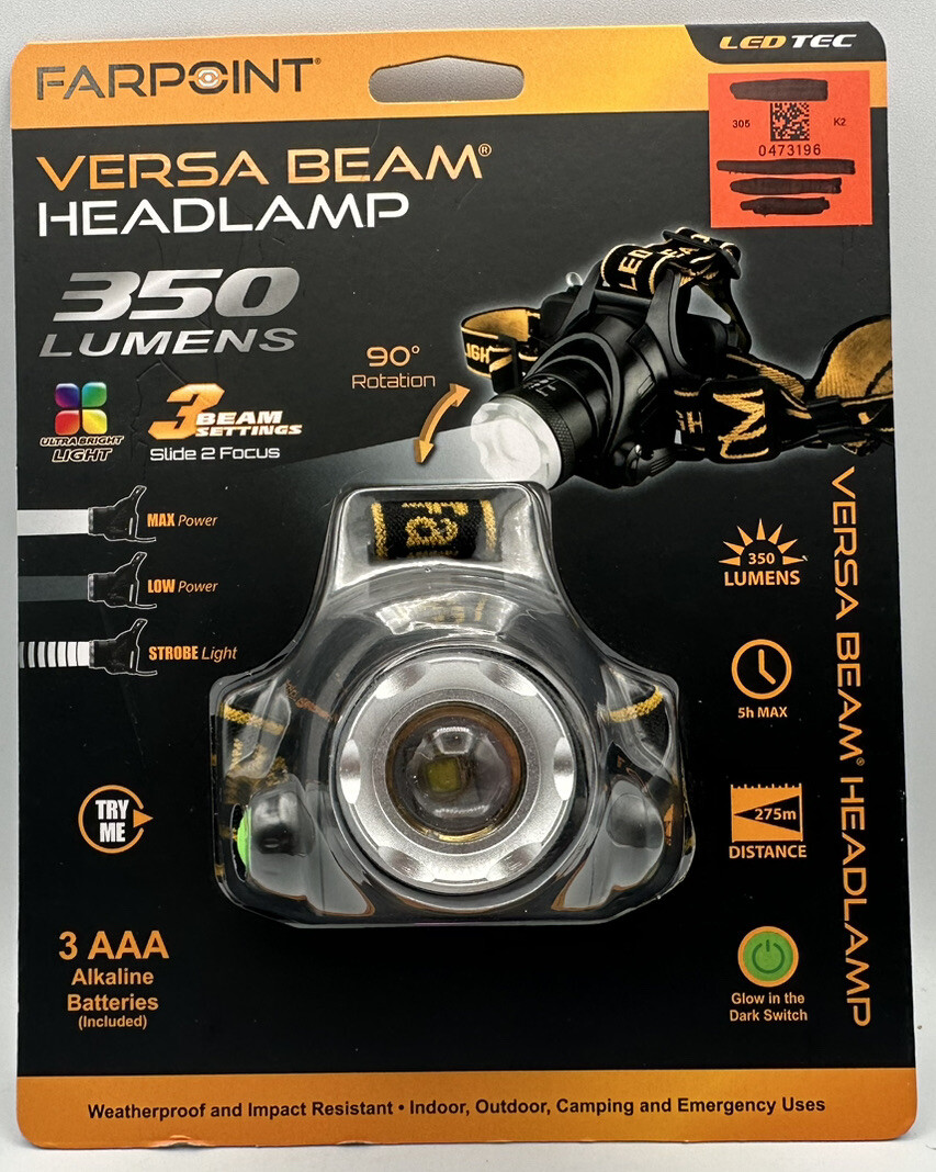 Farpoint LED Tec Headlamp 350 Lumens 275m Distance I-Zoom 2 Beam Set ...