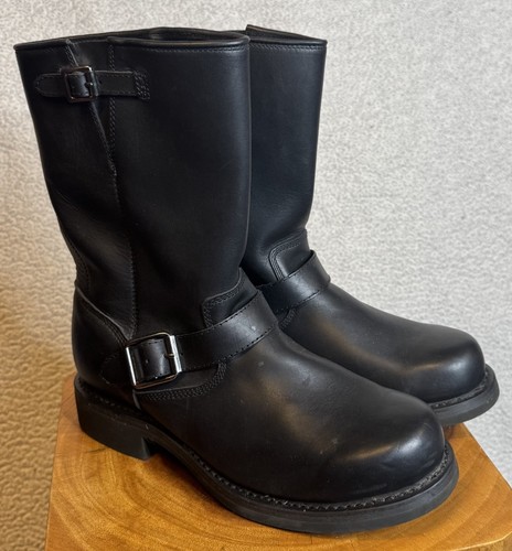 Durango Engineer Boots Black Leather Moto Biker Buckle Strap Mens 9.5 ...