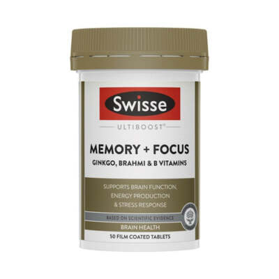 Swisse Ultiboost Memory + Focus Tablets - Ginko Brahmi Vitamin B1 B2 B3 ...