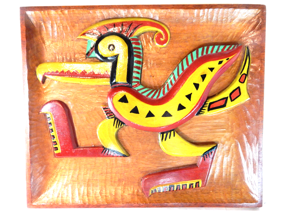 Hand Carved Goonie, Gooney Bird Solid Wood Plaque, Cocle Panama Folk ...
