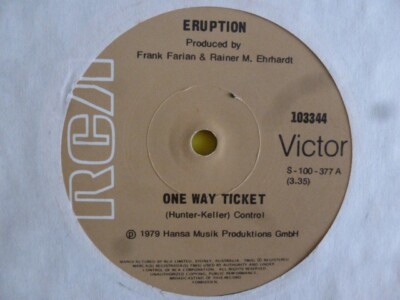 *ERUPTION "One way ticket / Left me in the rain" 7" Vinyl Record 45rpm ...