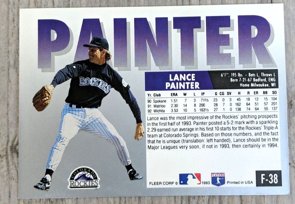1993 Fleer Final Edition Baseball Card F-38 Lance Painter Rookie | eBay