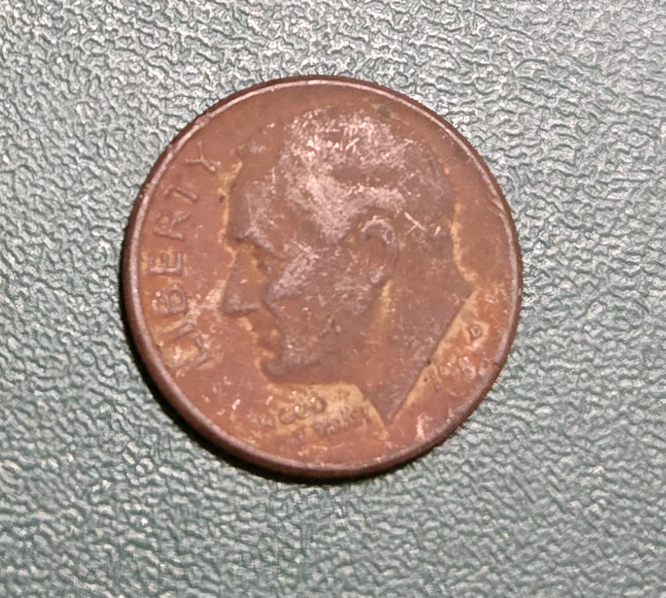 1982-P Roosevelt Dime Missing entire Clad Layers Obverse & Reverse ...