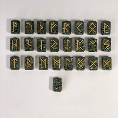 Epoxy Resin RUNES with Case, Rune Set, Green Runes, Unique Viking Norse ...