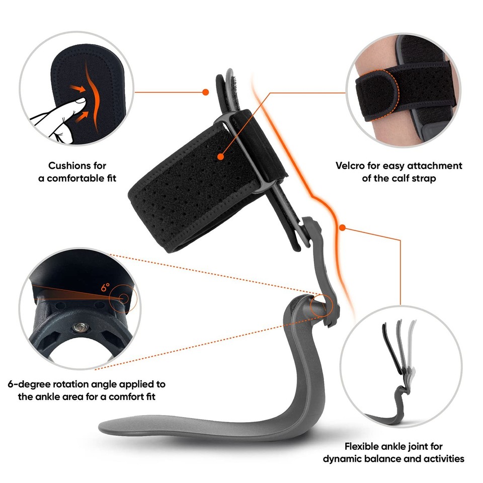 STEP Small Left AFO Foot Drop Brace, Drop Foot Brace for Walking, Ankle ...