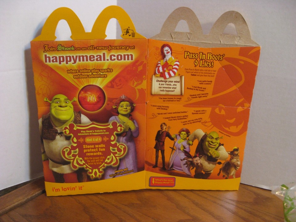 Shrek the Third - McDonalds Puss In Boots Empty Kids Meal Box - 2007 | eBay