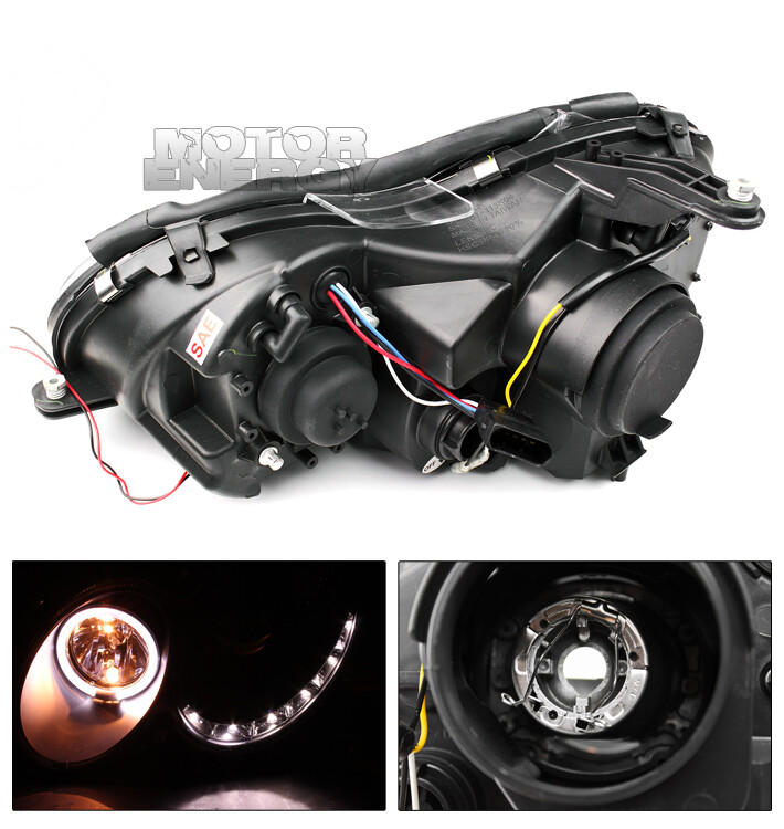 03-09 MERCEDES-BENZ W209 HALO DRL LED PROJECTOR HEADLIGHT BLACK CLK350 ...