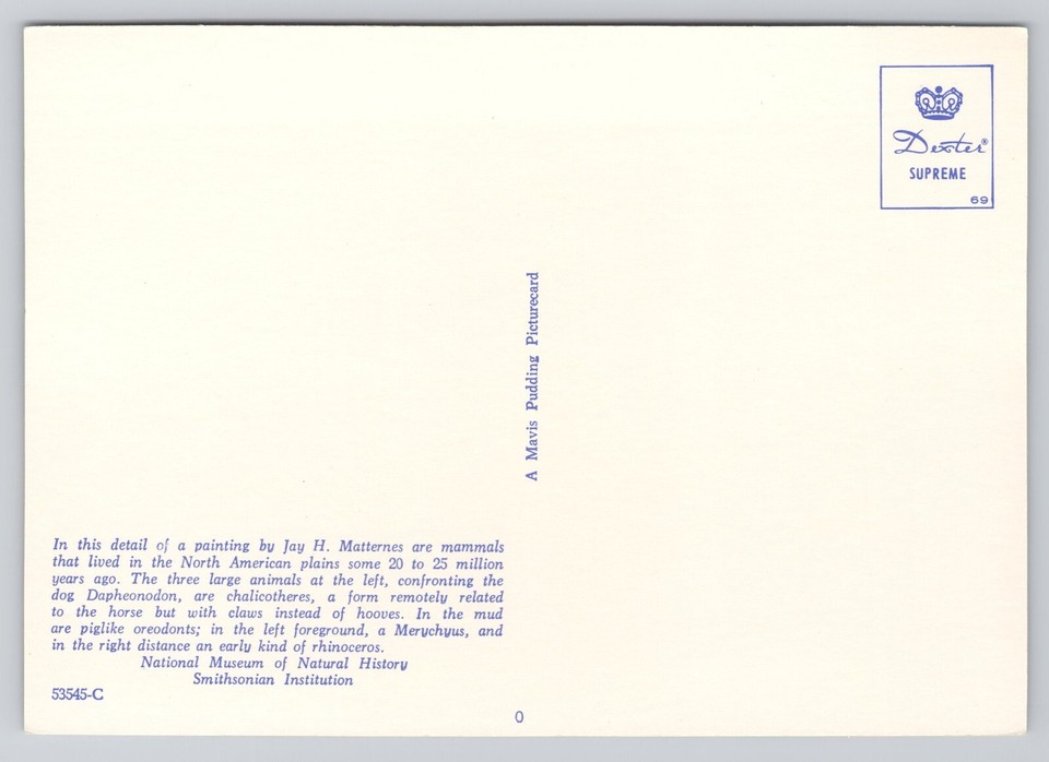 Prehistoric North American Mammals Jay H Matternes Smithsonian 1969 Art ...
