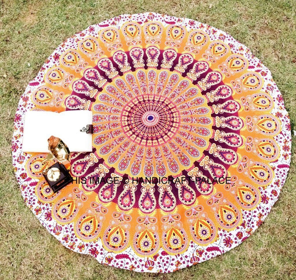 Round Mandala Indian Bohemian mandala Tapestry Beach Picnic Throw ...