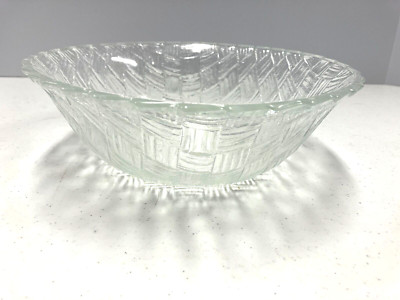 Depression Glass Bread Basket Weave Serving Bowl 9" Large Bowl Fruit ...