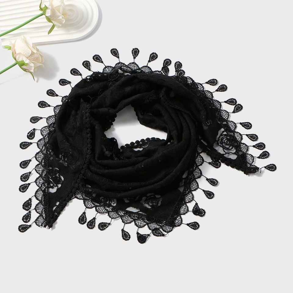 Headwrap Lace Fringe Scarf Lace Trim Design Fringe Detail Breathable ...