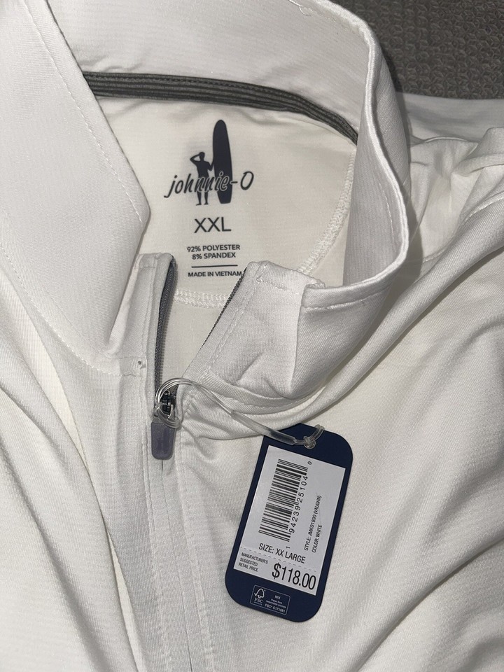 Johnnie-O Golf Vaughn Striped Prep-Performance 1/4 Zip Pullover XXL ...