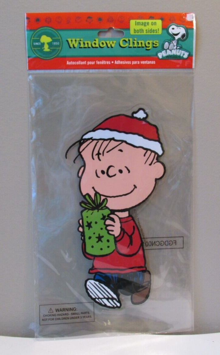 Peanuts Linus Christmas Jelz Window Cling Santa Winter Hat & Gift 8 ...