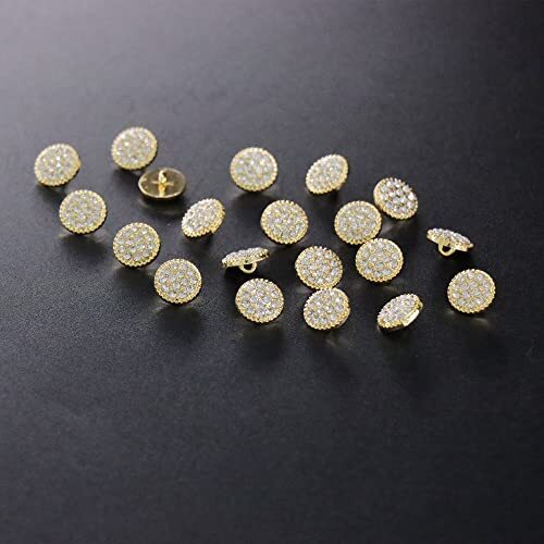 20 Pcs Gold Rhinestone Buttons 11MM Crystal Embellishments Button-5 ...