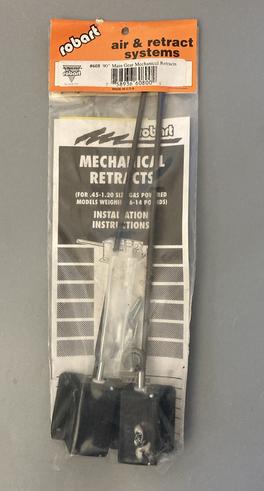 ROBART #608 90 degree MECHANICAL RETRACTS Main Gear For .45-1.20 Gas R ...