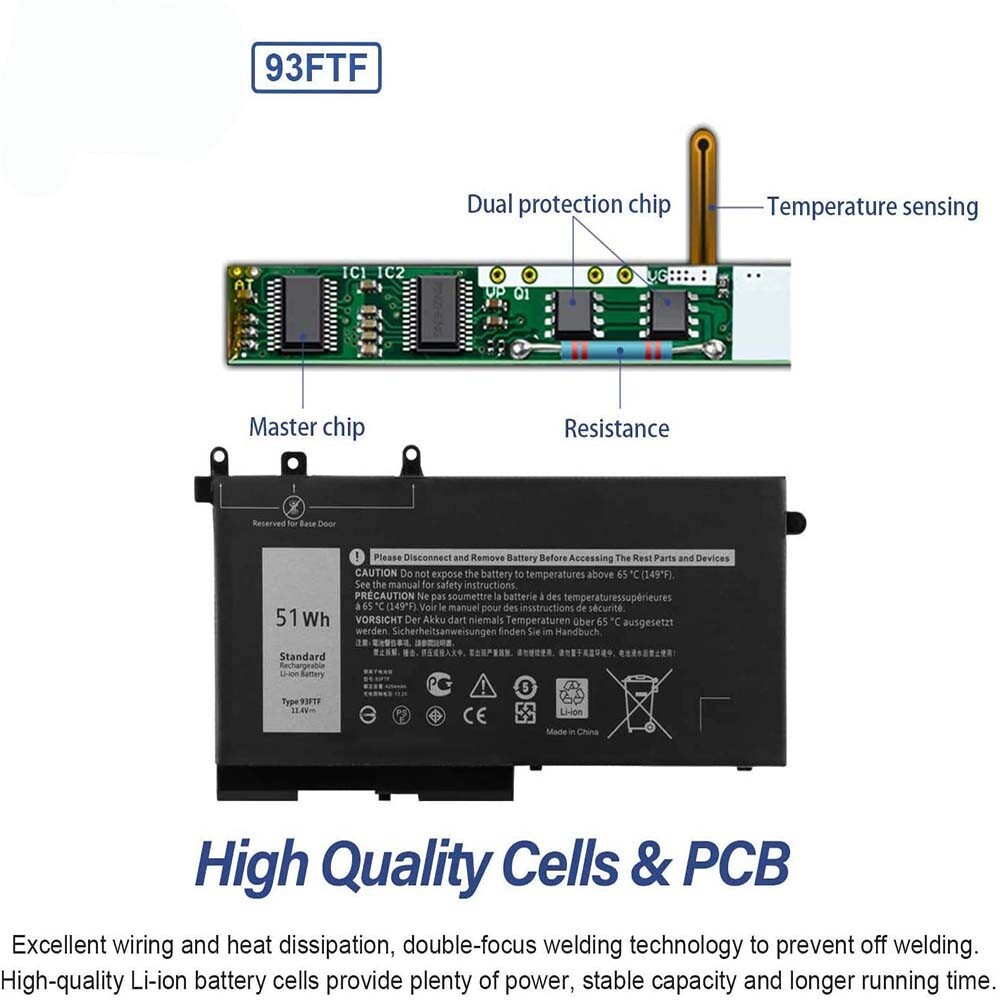93FTF D4CMT Battery for Dell Latitude 5280 5290 5288 5591 5495 E5480 ...