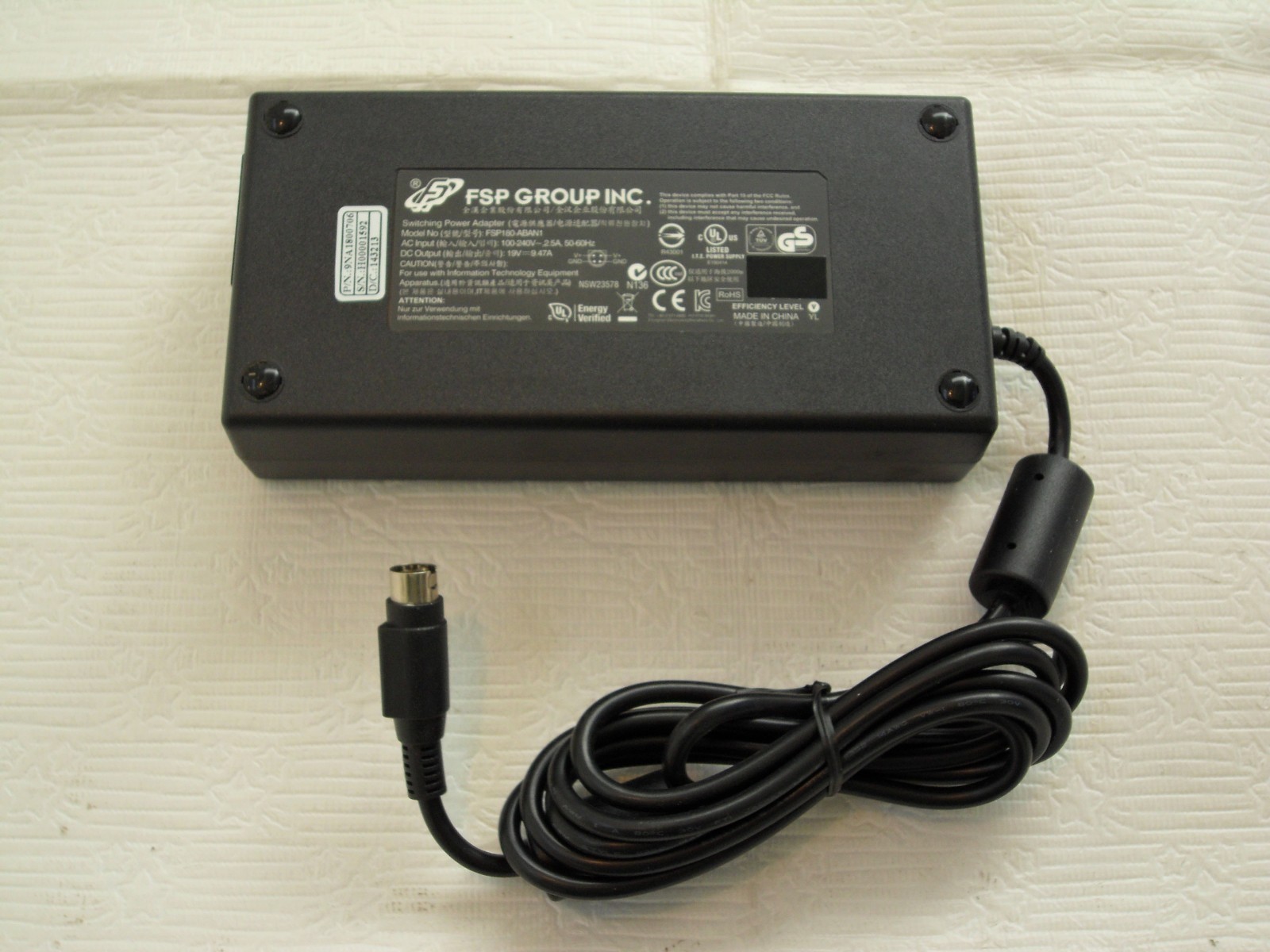 FSP GROUP AC Adapter 100-240V IN 19V 9.48A OUT 4-PIN FSP180-ABAN1 Power ...