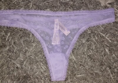VS logo Flocked Floral mesh thong NEW size medium Lavender | eBay