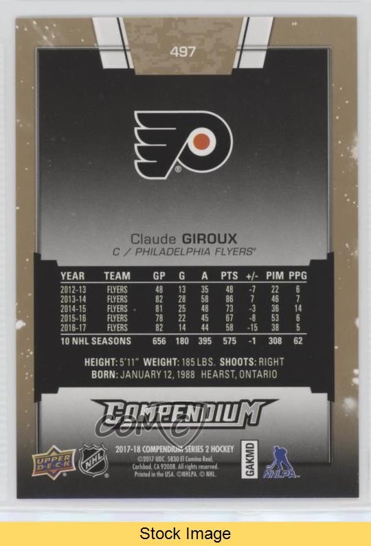 2017-18 Upper Deck Compendium Gold Claude Giroux #497 READ 0zu | eBay