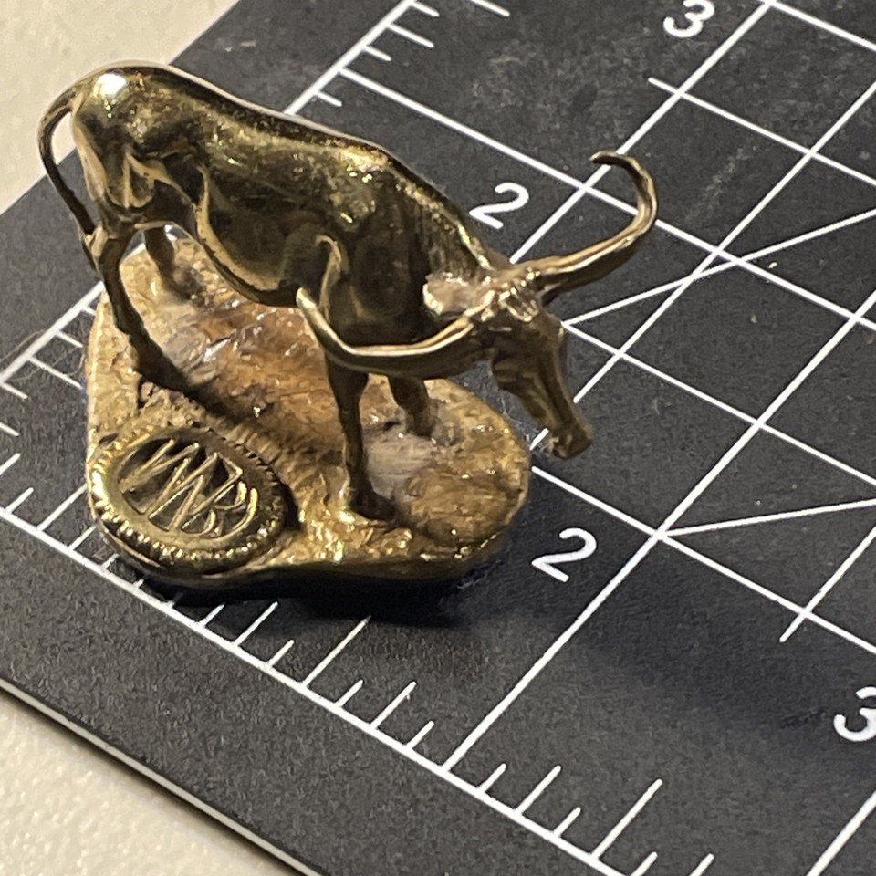 Solid Brass Longhorn Steer - Horns - WNB - Bank Cow Bull - Paperweight ...