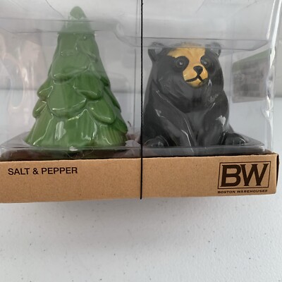 Boston Warehouse Bear & Pine Tree Salt and Pepper Shakers NEW | eBay