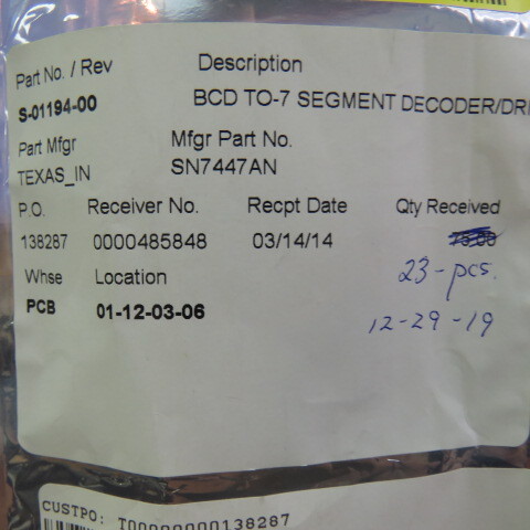 TEXAS INSTRUMENTS SN7447AN Qty of 23 per Lot Decoder 1 x 4:1 16-PDIP | eBay