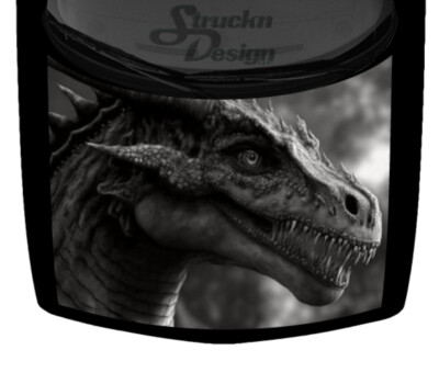 Grayscale Dark Vivid Dragon Spikes Hood Truck Wrap Vinyl Car Graphic ...