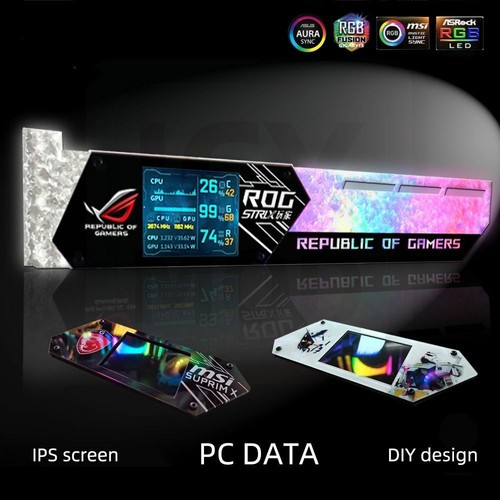 LCD GPU Bracket RGB VGA With Display ROG Horizontal Video Card Holder ...