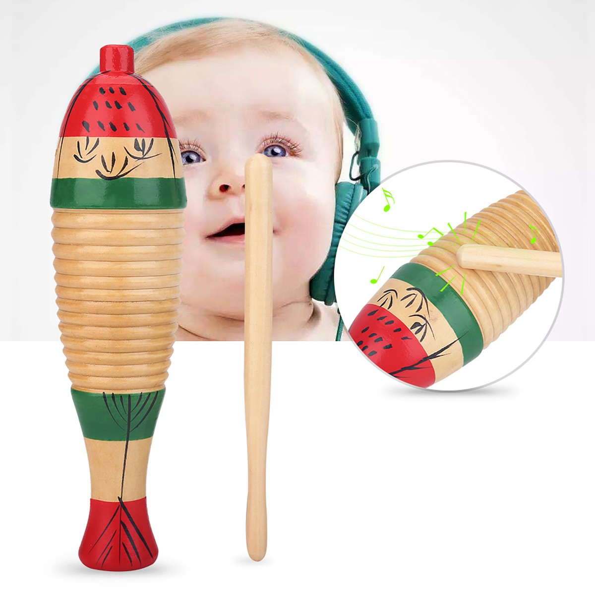 Wooden Guiro Fishshaped Style Colorful Percussion LP Super Guiro