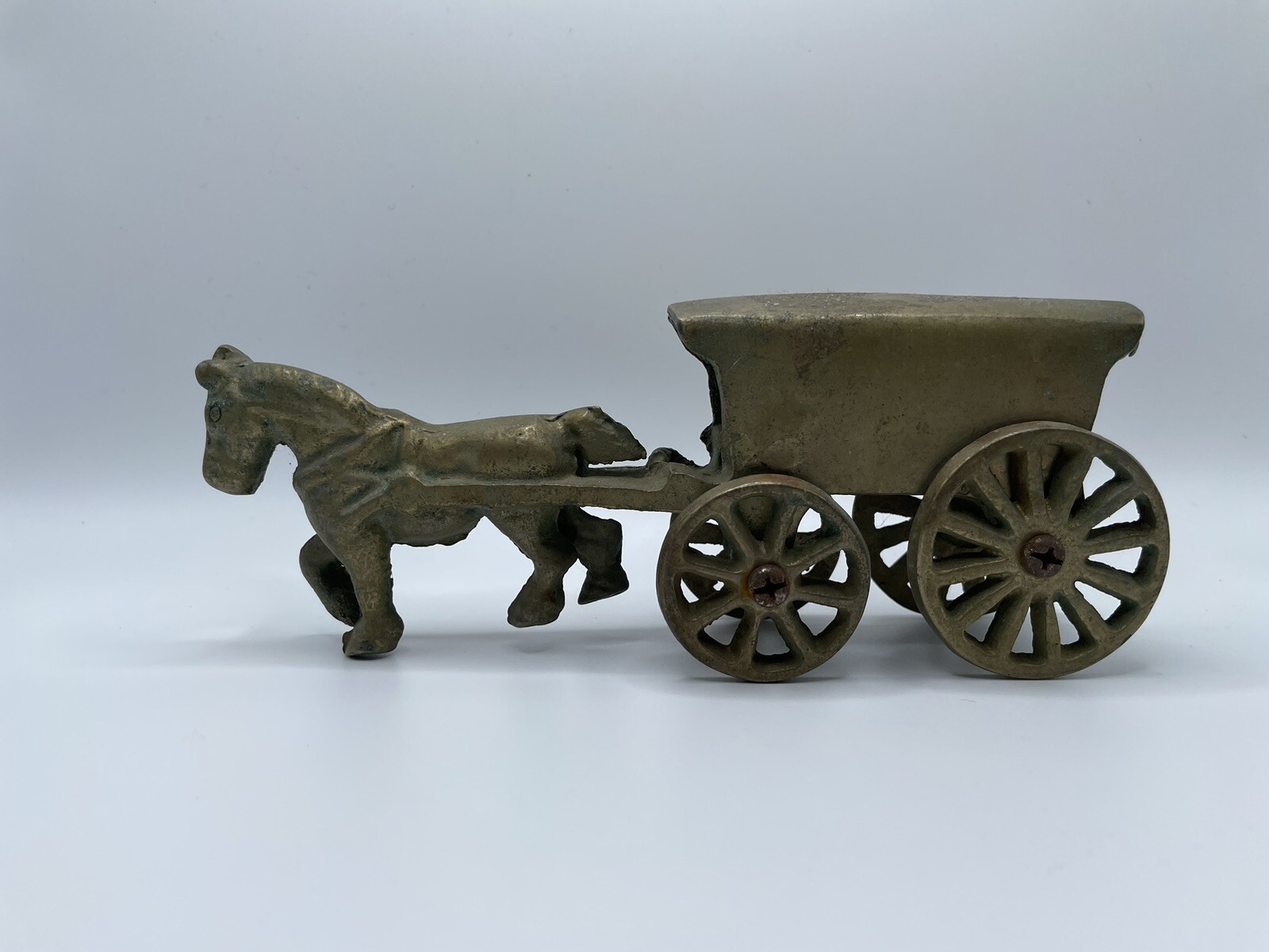 Vintage Brass Horse and Buggy Carriage 7" L X 2 1/2 T X 2 W Patina | eBay